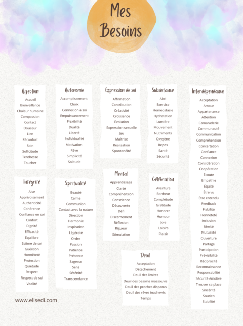 Identifier mes besoins (liste complète CNV) - Élise Di